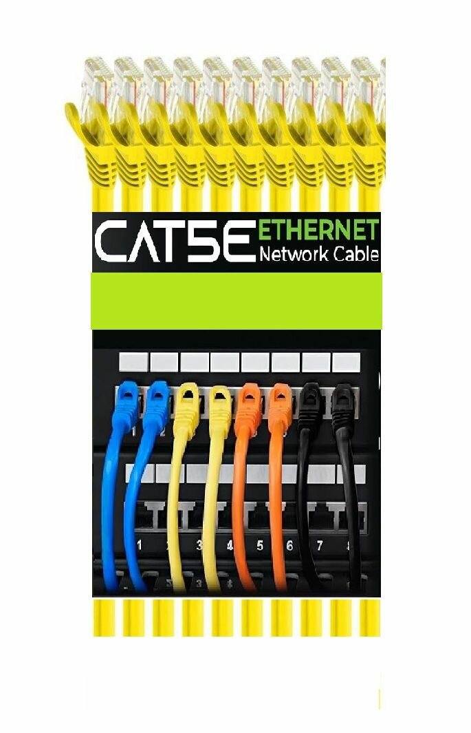 Соединительный кабель патч корд UTP Cat5e 1.5 метра жёлтый 20 штук