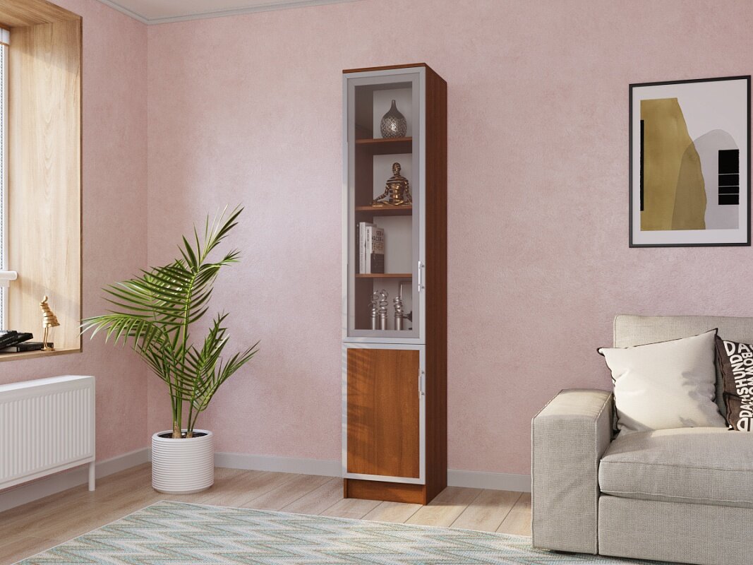 Книжный шкаф МебельЛэнд24 Альма - 3 Орех Экко 30x40x240