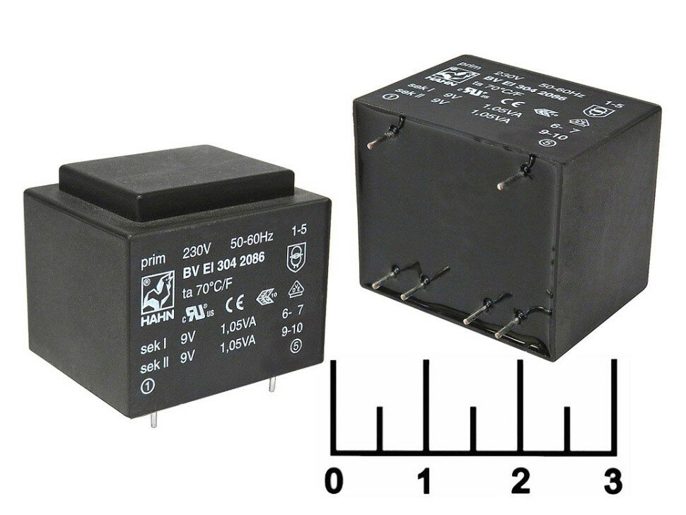 Трансформатор 2*9V 0.12A BVEI 304 2086