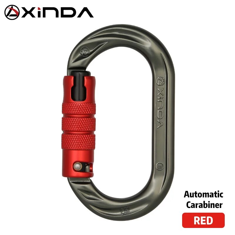 XINDA открытый карабин 24kN для скалолазания Красный, Auto lock Red