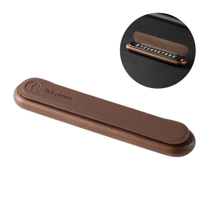 Автовизитка парковочная наборная из орехового дерева, на торпеду автомобиля, коричневая