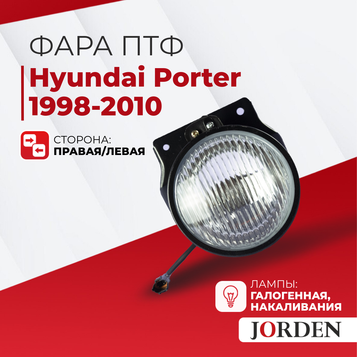 Фара противотуманная галогенная на любую сторону Hyundai Porter 1 1994-2004 ПТФ, туманки авто Хендай Портер