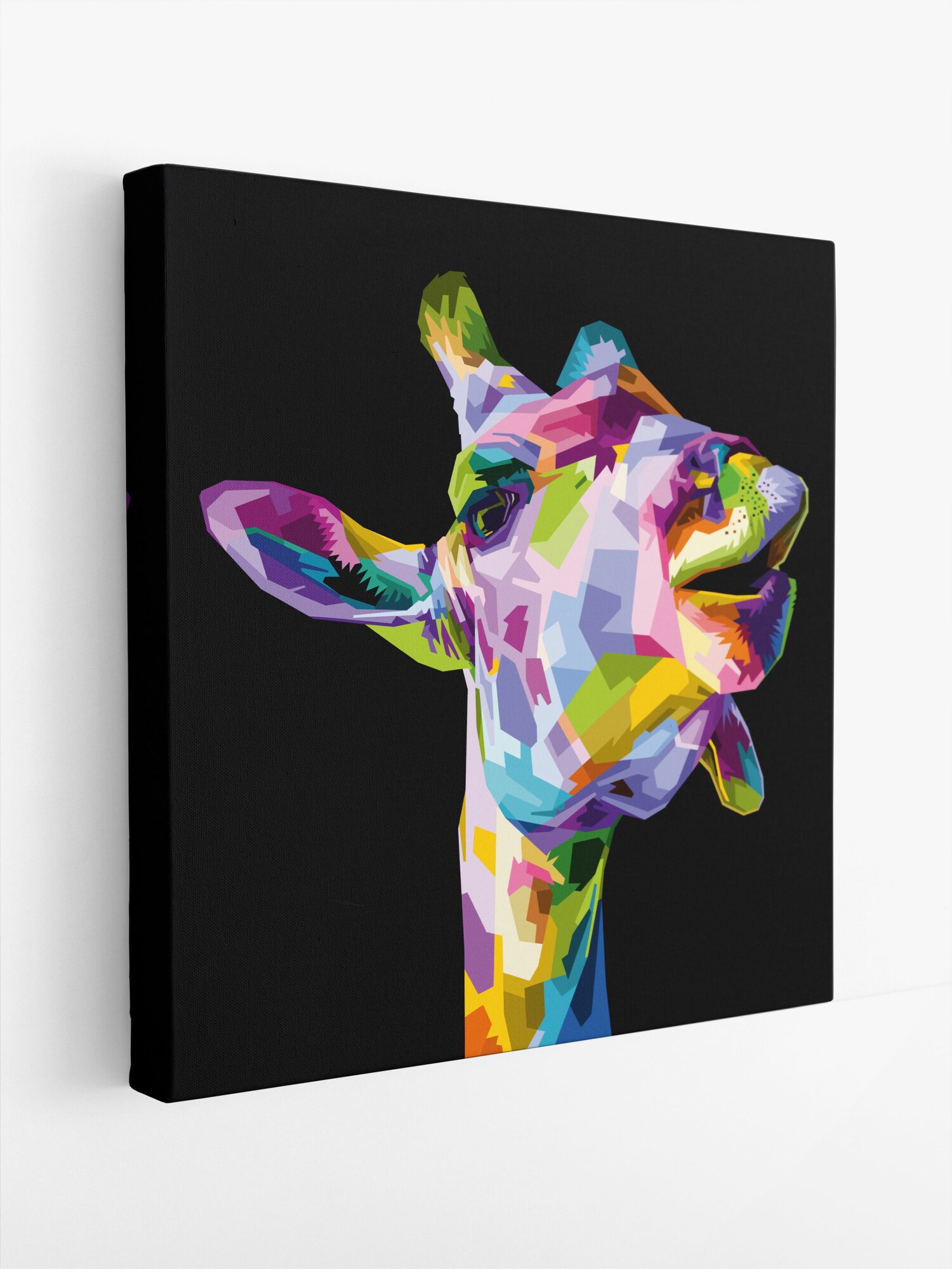 Картина для интерьера Art IrbisPrint Портрет жирафа фоне 40х40 см натуральный холст на подрамнике 20 мм из натуральной сосны