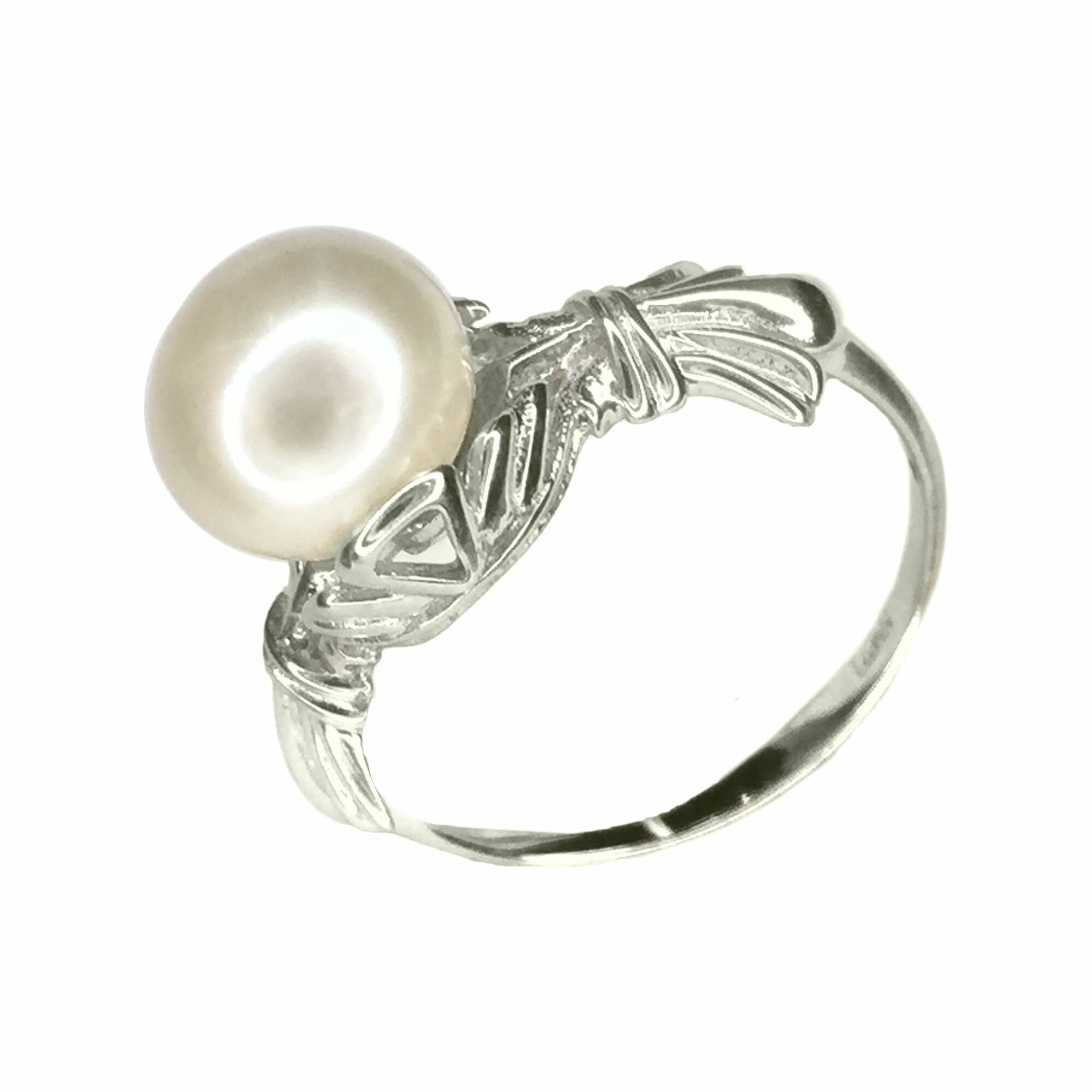 Кольцо тонкое, серебро, 925 проба, родирование, жемчуг