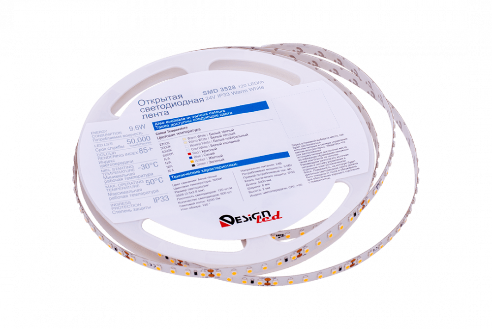 Светодиодная Лента DesignLed DSG3120-24-WW-33 IP33 5м Тёплое Белое Свечение / СВГ 000153.