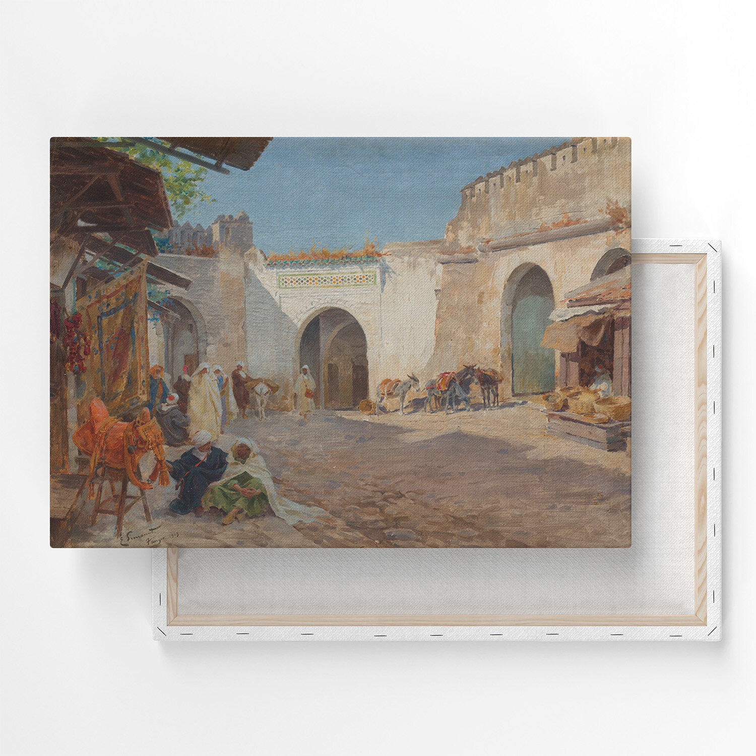 Картина на холсте, репродукция / Энрике Симоне - Mercado de Tanger, 1913 / Размер 80 x 106 см