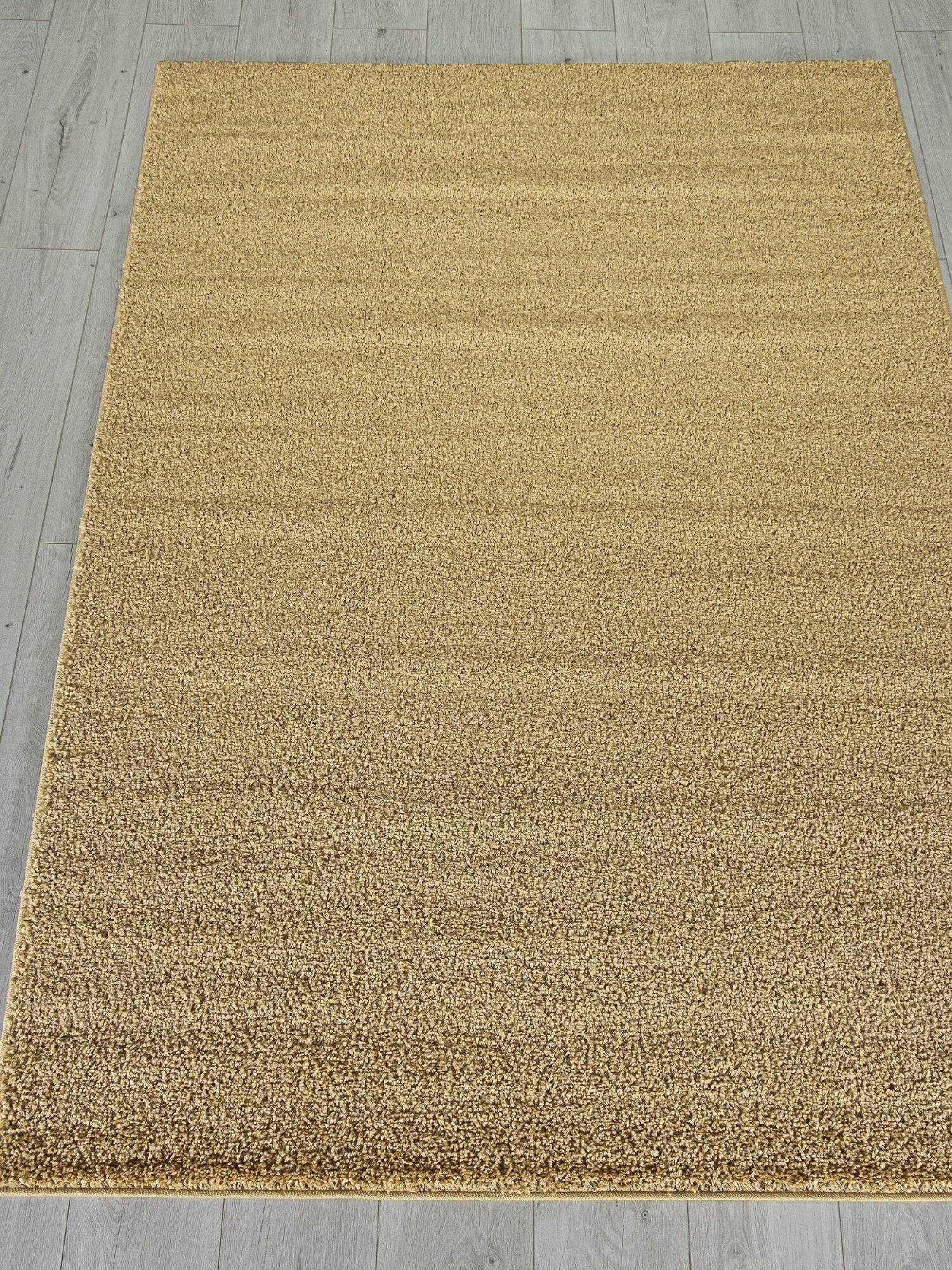 Ковер на пол в спальню в гостиную 120х180 см бежевый однотонный ворс 18 мм шегги 335981 KoverVDom