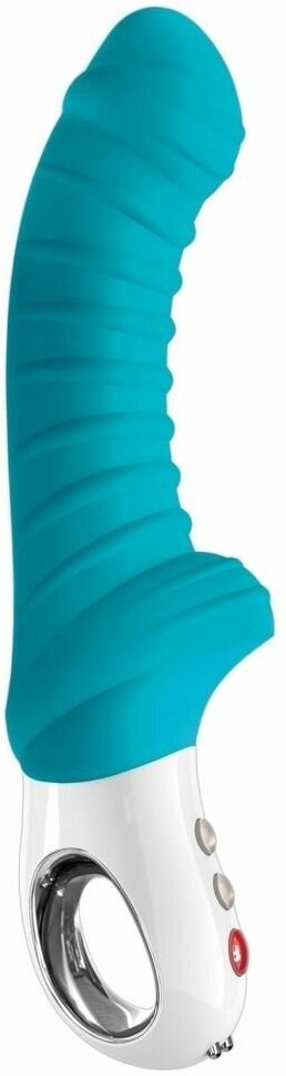 Бирюзовый вибратор с рёбрышками Tiger - 22,3 см, бирюзовый
