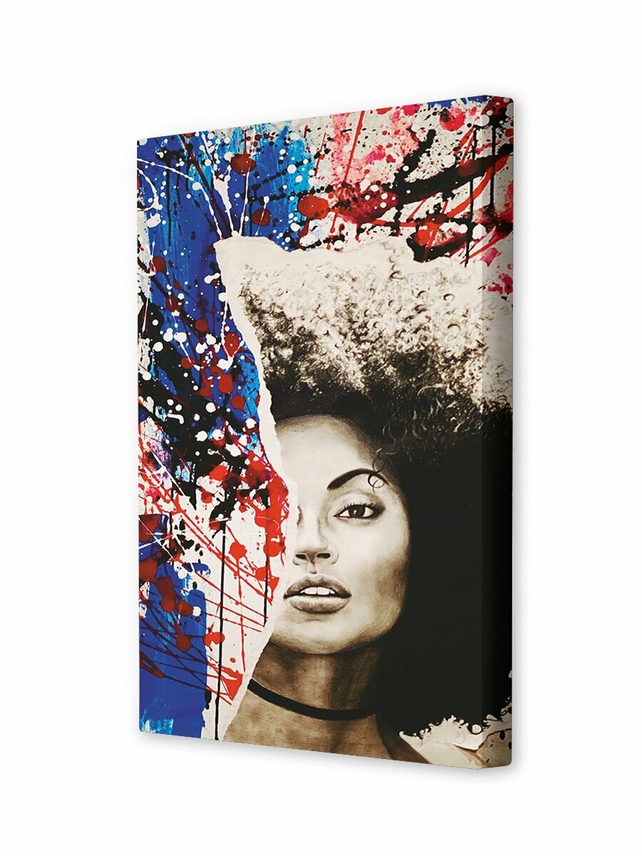 Интерьерная картина на холсте в стиле поп-арт / в лофт / гостиную, женщина с красками спальню на стену для детей интерьера "Woman", 33 х 59 см, MaskOff, 1 шт.