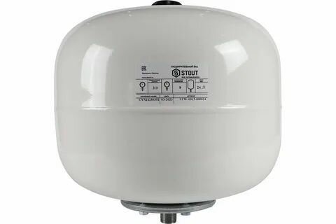 Расширительный бак, для ГВС 24 л. вертикальный (цвет белый) STOUT ФУМ лента