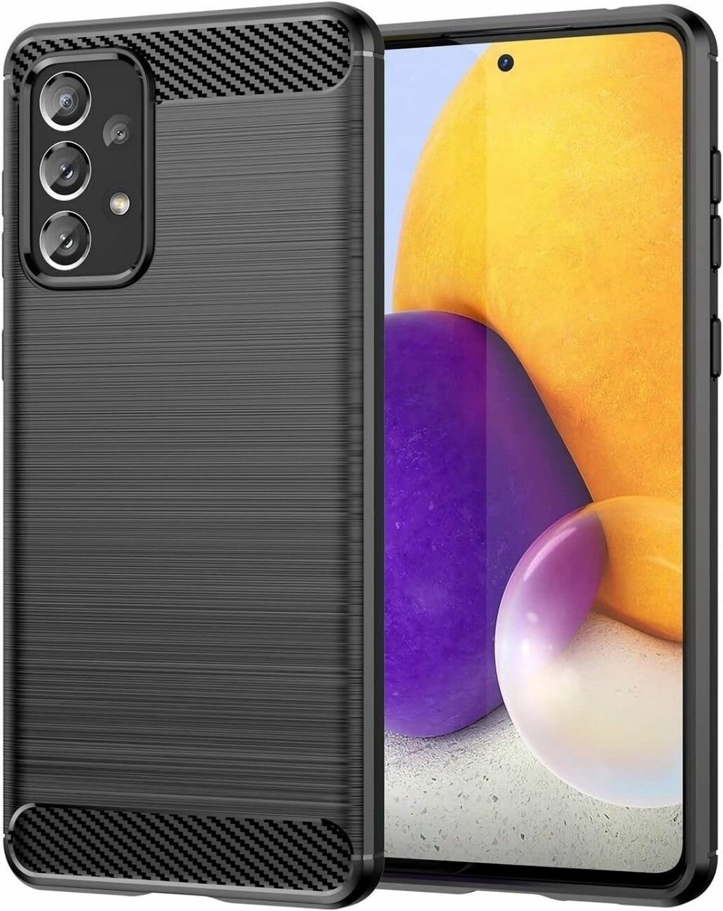 Чехол на Samsung Galaxy A53 5G силиконовый карбон сталь чёрный