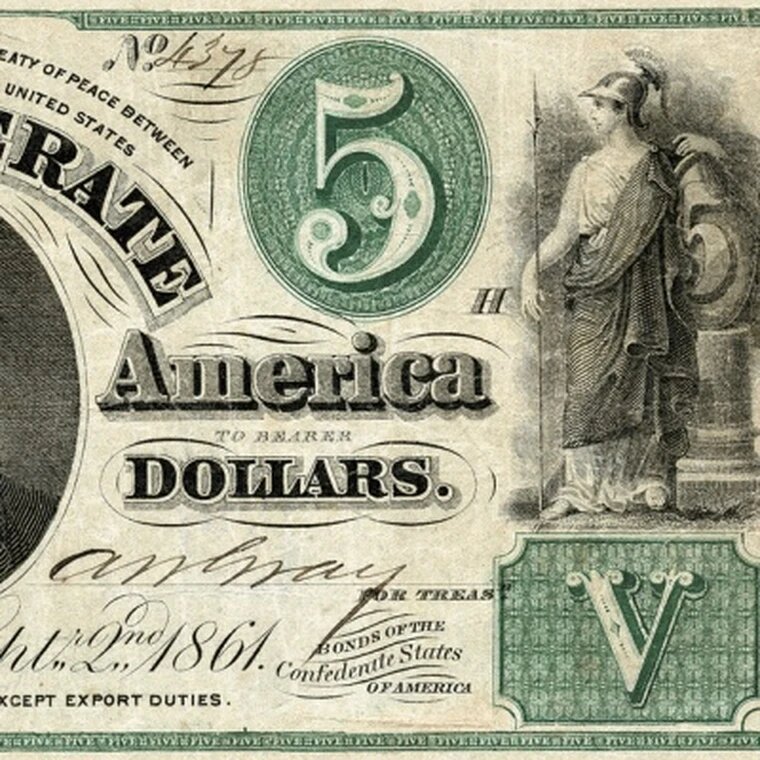 5 долларов 1861 Ричмонд Конфедеративные Штаты сувенирная копия, банкноты и купюры редкие коллекционные