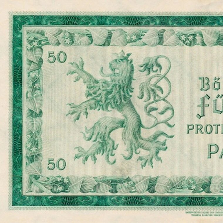 50 крон 1940 протекторат Богемии и Моравии, сувенирная копия, банкноты и купюры редкие коллекционные