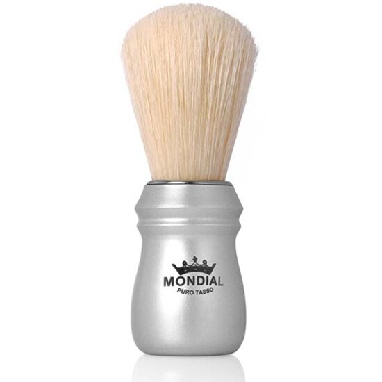 Помазок для бритья Mondial , свиной ворс, рукоять-пласти, матовый серебристый