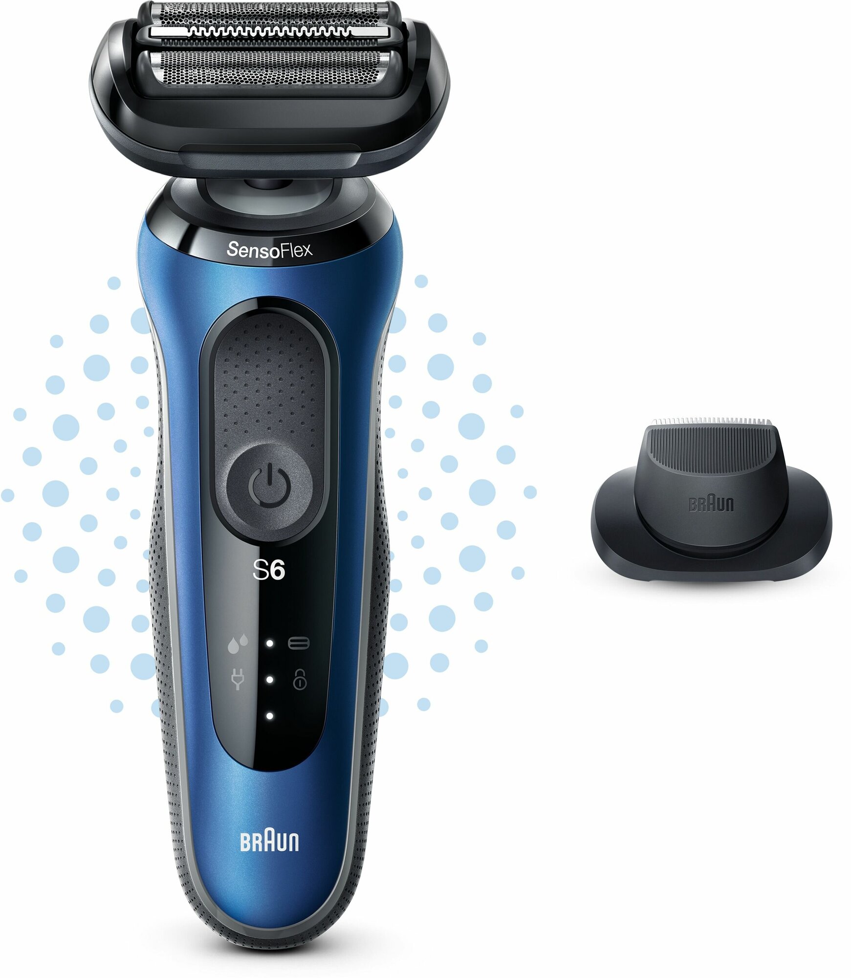 Электробритва Braun Series 6 61-B1200s Blue / насадка-триммер / сухое и влажное бритьё