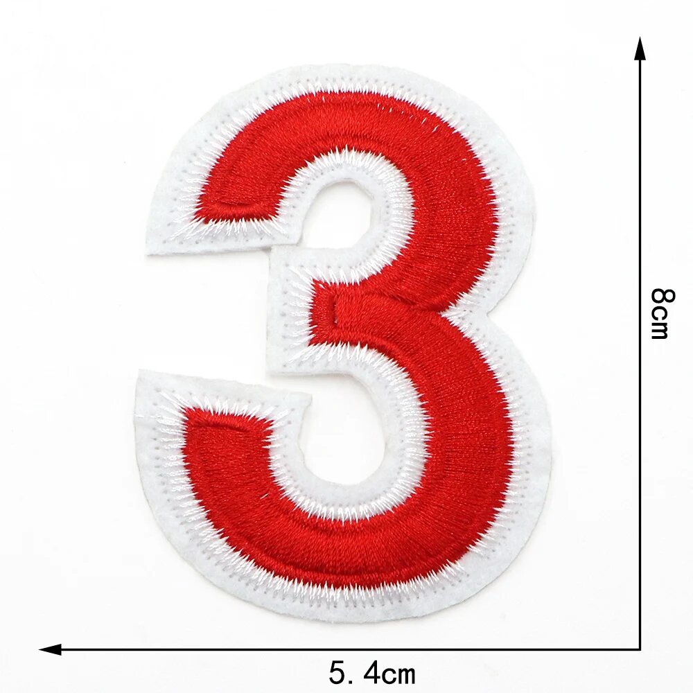 Красные вышитые патчи с цифрами 0-9 Античный цинк