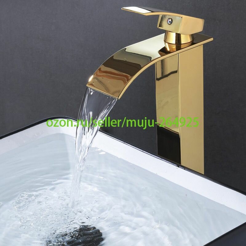 Смеситель для раковины высокий золото, смеситель для водопада для ванной, латунь