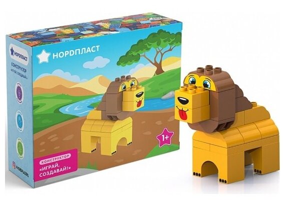 Конструктор Нордпласт "Играй, Создавай", Лев, пластик, 17 деталей, от 1 года