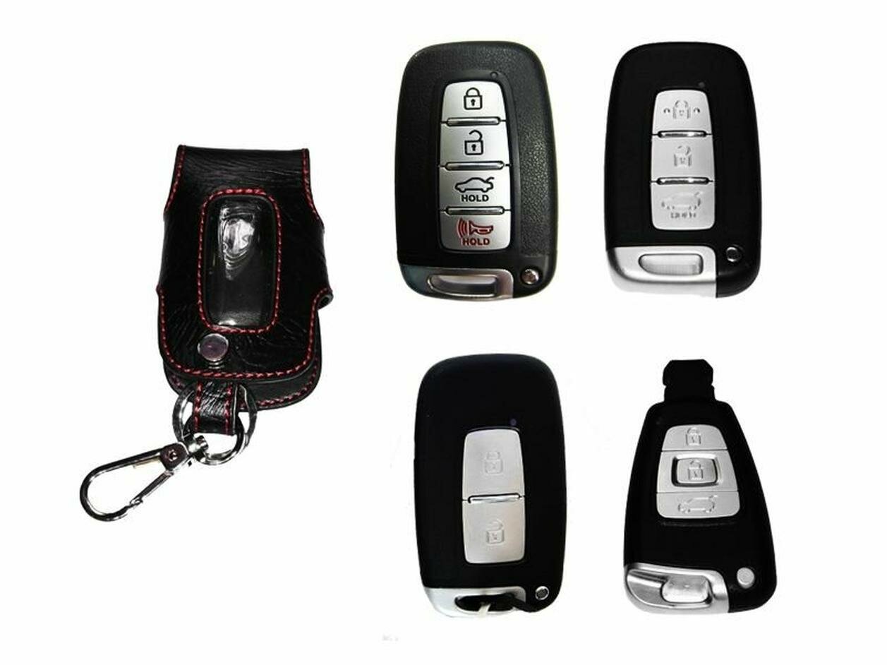 Чехол BGT для автомобильного ключа Kia (Киа), кожа, влагозащитный, ударопрочный, черный