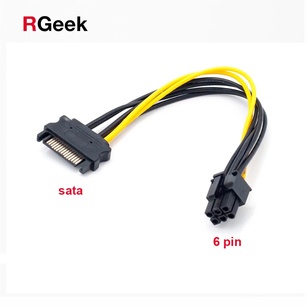RGEEK кабель SATA 15 pin to 6 Pin PCI-E