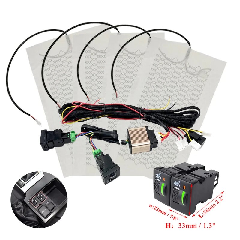 Комплект для подогрева автомобильных сидений, проволока из сплава на 2 сиденья/нагревательная подушка из углеродного волокна с двойным переключателем для Toyota Camry Corolla RVA4 Leiling Highlander