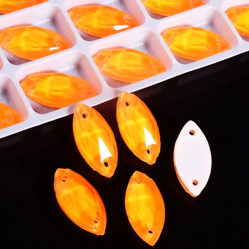 Стразы OLeeya неоновые конского глаза 9x18mm--36PCS, Orange