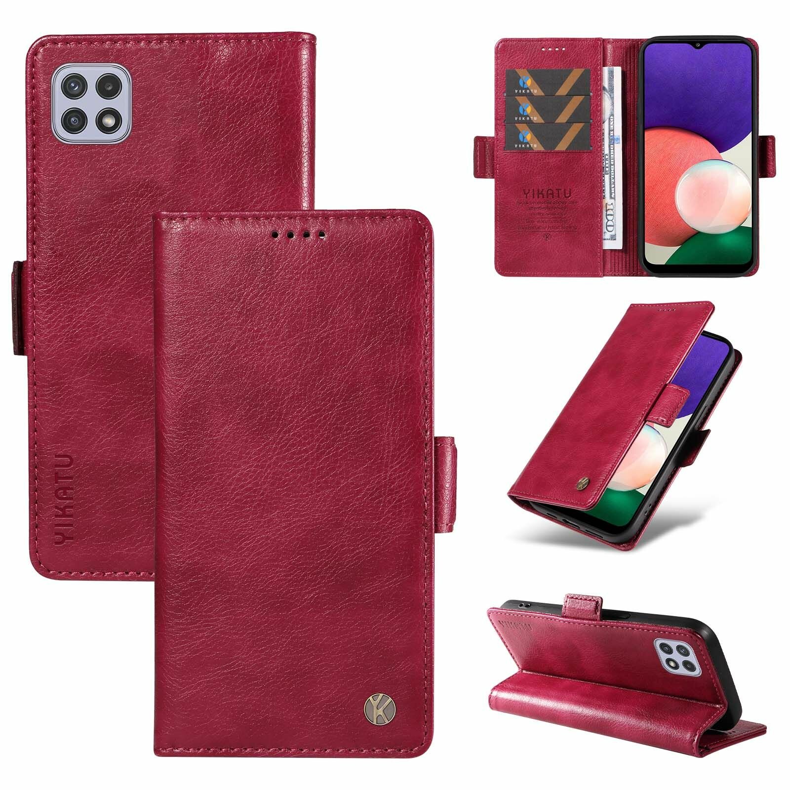 YIKATU Чехол Книжка Для Samsung Galaxy A22s A22 5G (Самсунг Гэлакси A22 A22s 5 Джи) кошелек Флип Кожаный