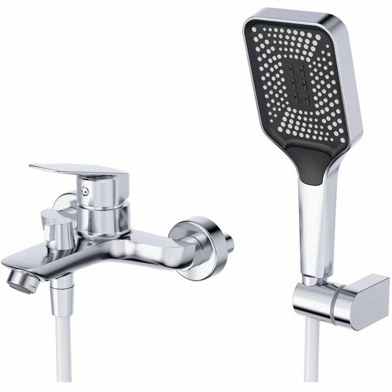 Смеситель для ванны и душа BelBagno (Бельбагно) Due в комплекте с ручным душем, шлангом и держателем, хром DUE-VASM-CRM
