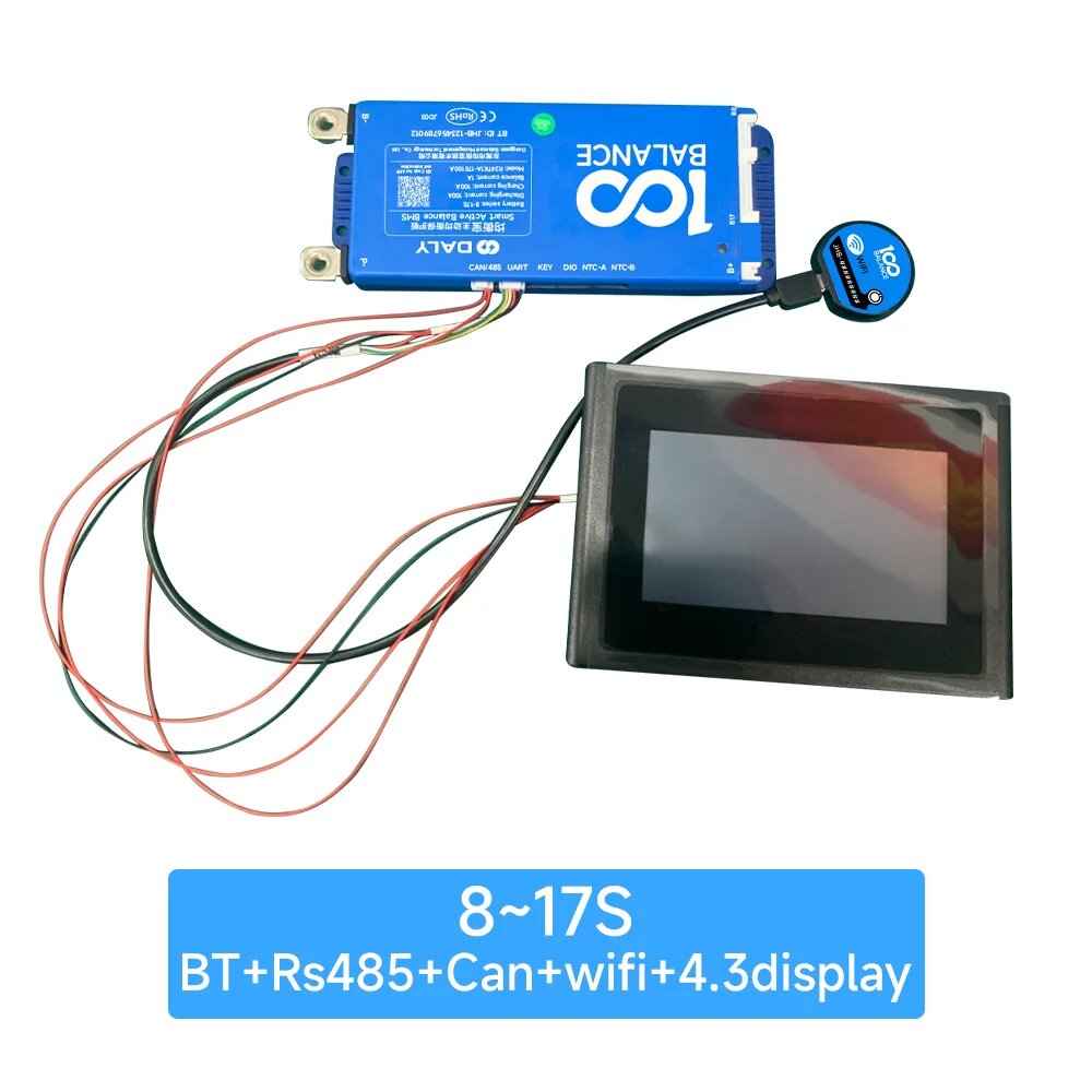 Daly bms Smart bms wifi bluetooth 100-250A для литий-ионных аккумуляторов 150A, 8-17s wifi 4.3 lcd