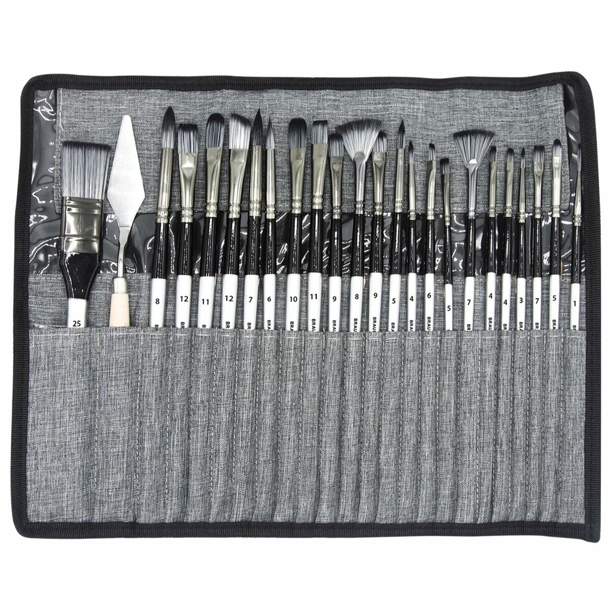 Набор кистей художественных Brauberg Art Debut, синтетика, с мастихином, 23шт. в пенале (201048)