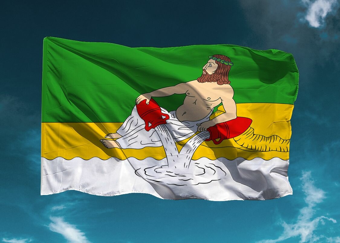 Флаг Великого Устюга, 70х105 см на шёлке для ручного древка