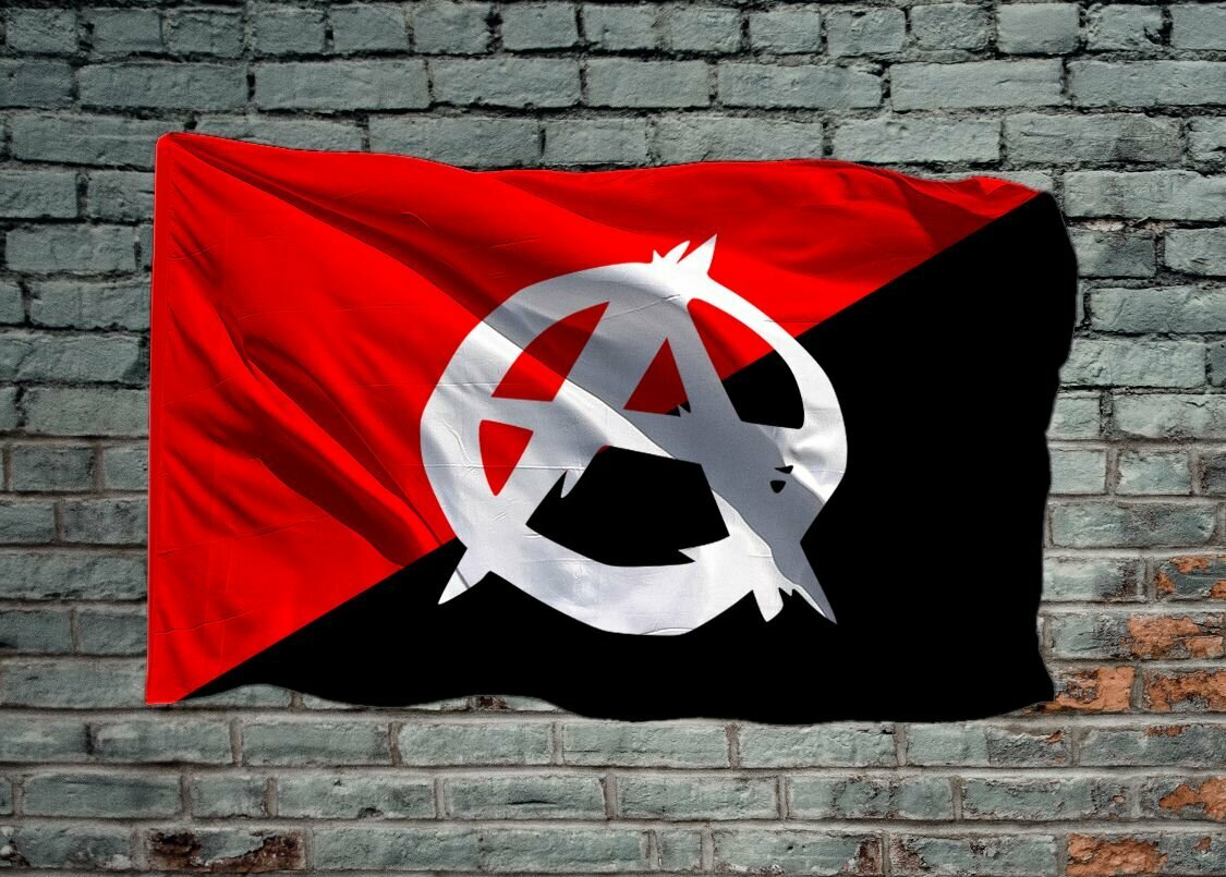 Флаг Анархии черно-красный, 70х105 см на шёлке для ручного древка