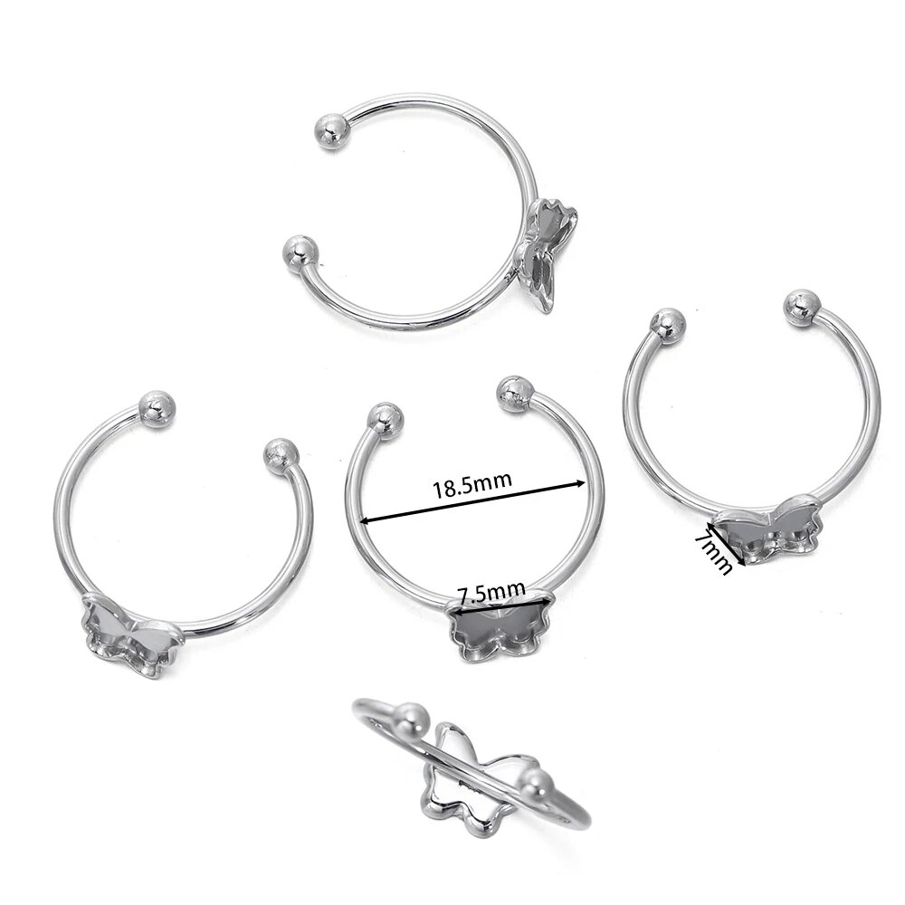 5 шт, регулируемые кольца-кабошоны St.kunkka из нержавеющей стали Steel-Butterfly