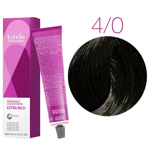 Londa Permanent Color Creme Стойкая крем-краска для волос 4/0 Шатен, 60 мл