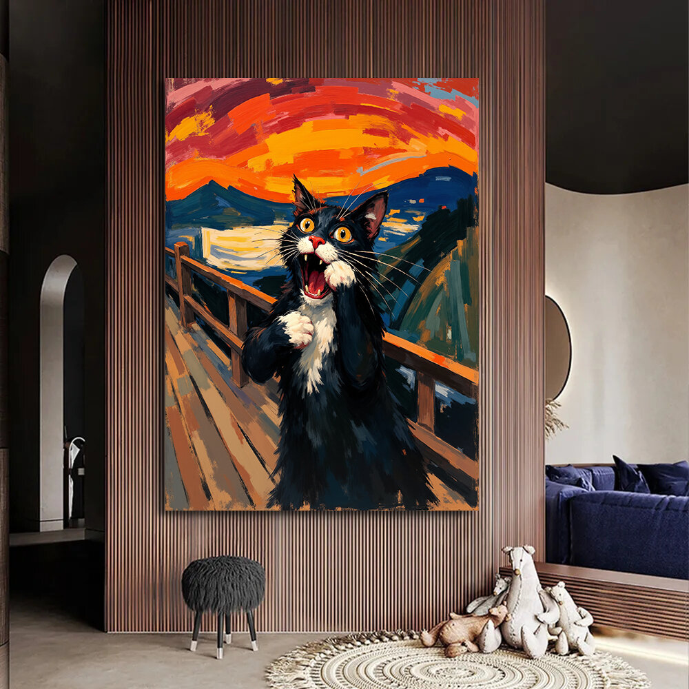 Коты в известных картинах / постер кот, картина с животными, 60х80 см.