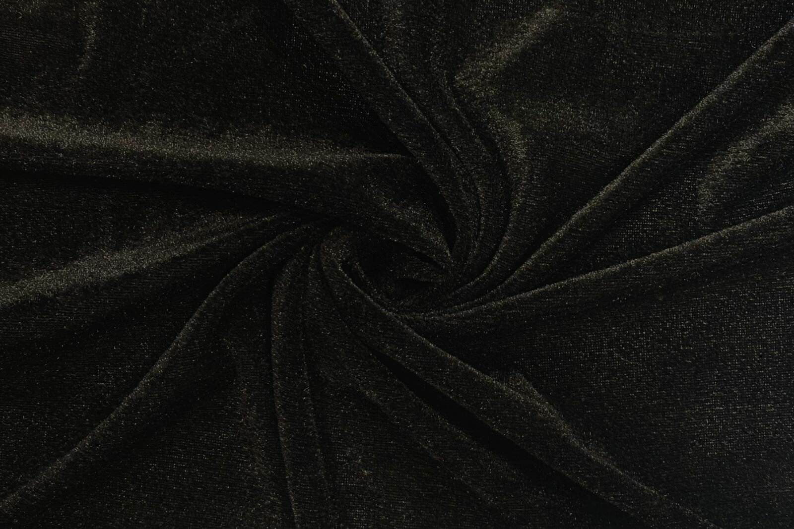 Ткань Бархат стрейч гладкий черный, 270 г/пм, ш155см, 0,5 м