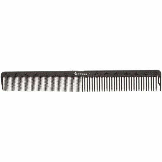 Расческа рабочая Dewal Professional DEWAL CARBON black комбинированная, черная 18 см