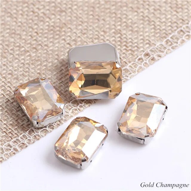 Стразы хрустальные с когтем, 6x8 мм, Gold Champagne, 50шт