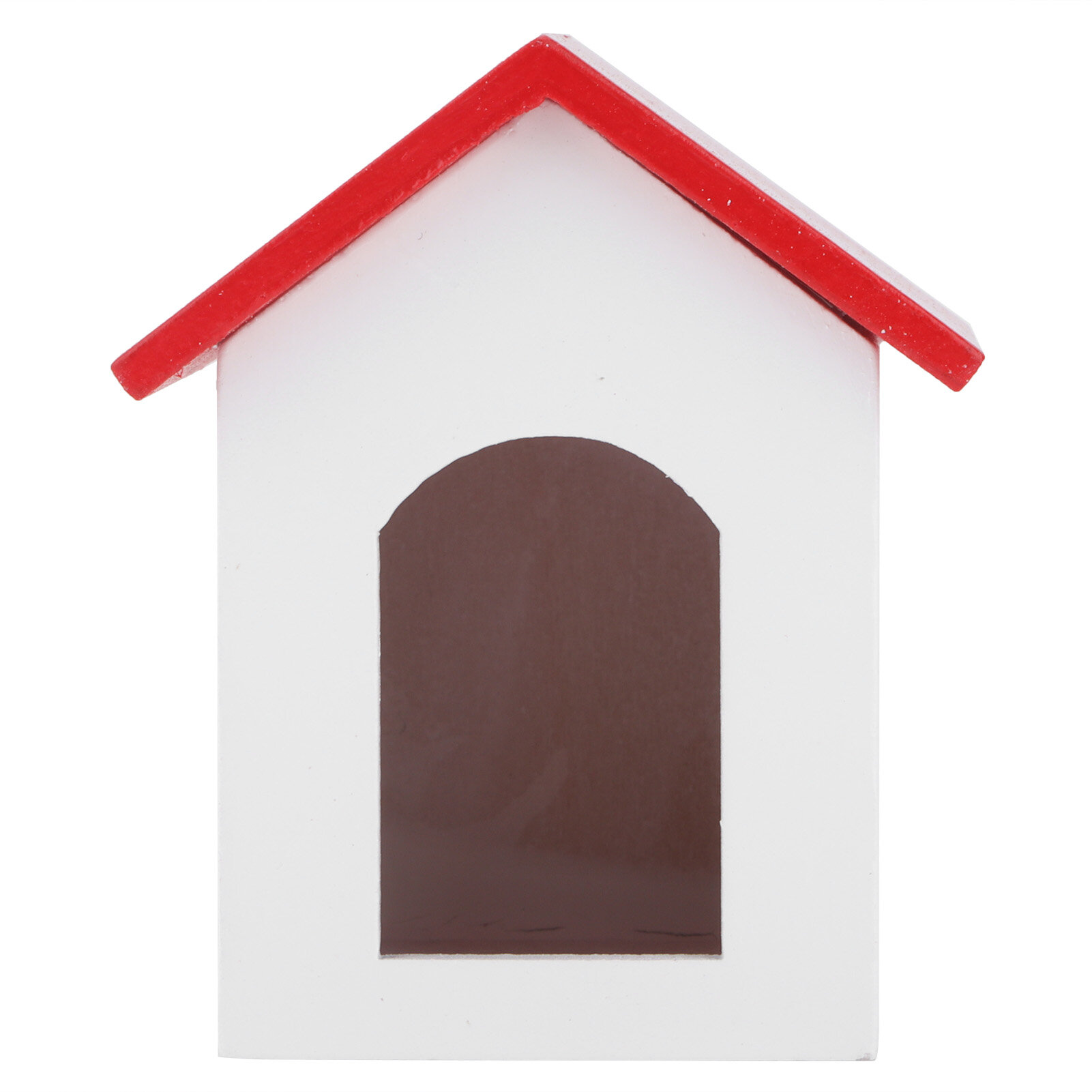 Деревянная кукольная домик-будка в масштабе 1:12, имитация миниатюрной будки, игрушка для ролевых игр, аксессуар для будки с красной крышей и белыми стенами.