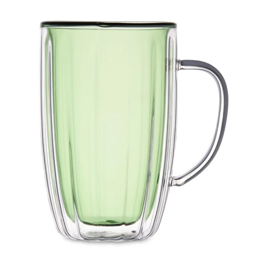 Кружка с двойными стенками Decor de table Cafe de Paris 350 мл, стекло, светло-зеленая