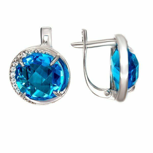 Серьги, серебро, 925 проба, родирование, кристалл, фианит