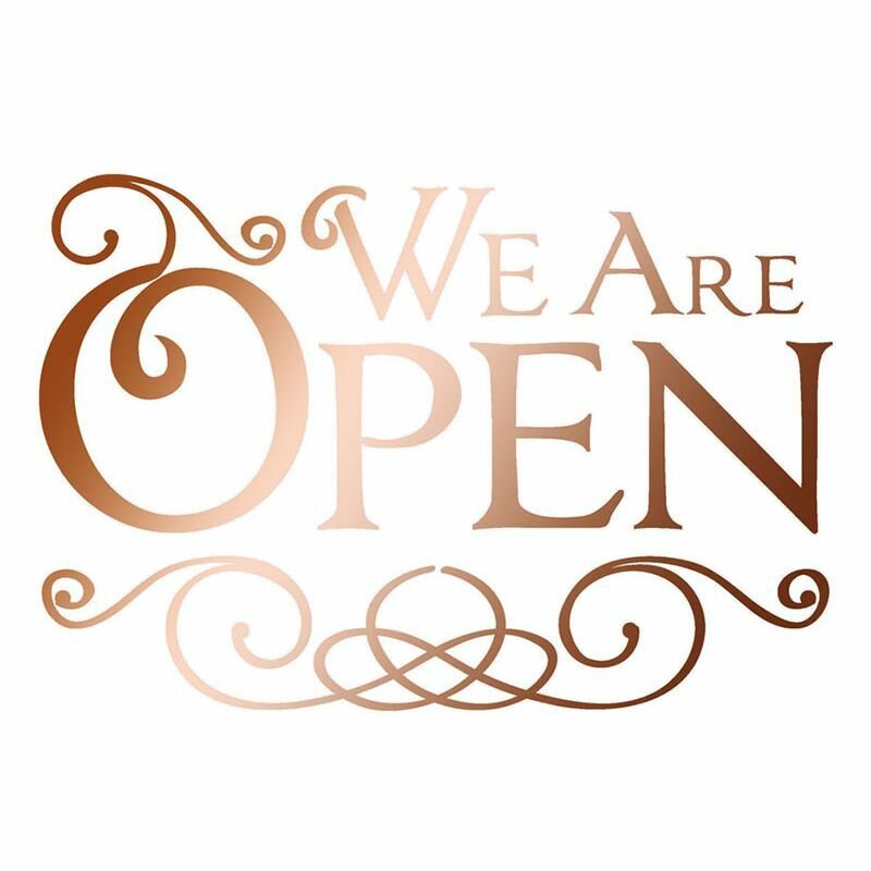 Трафарет STAMPERIA "We Are Open", полупрозрачный пластик на основе из полиэстера