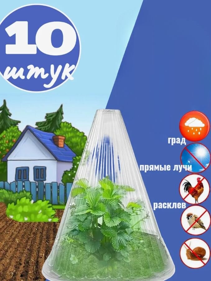 Сельскохозяйственный защитный чехол для укрытия кустов и сорняков, ABS пластик, 19*19*20 см, 10 шт, зеленый прозрачный цвет