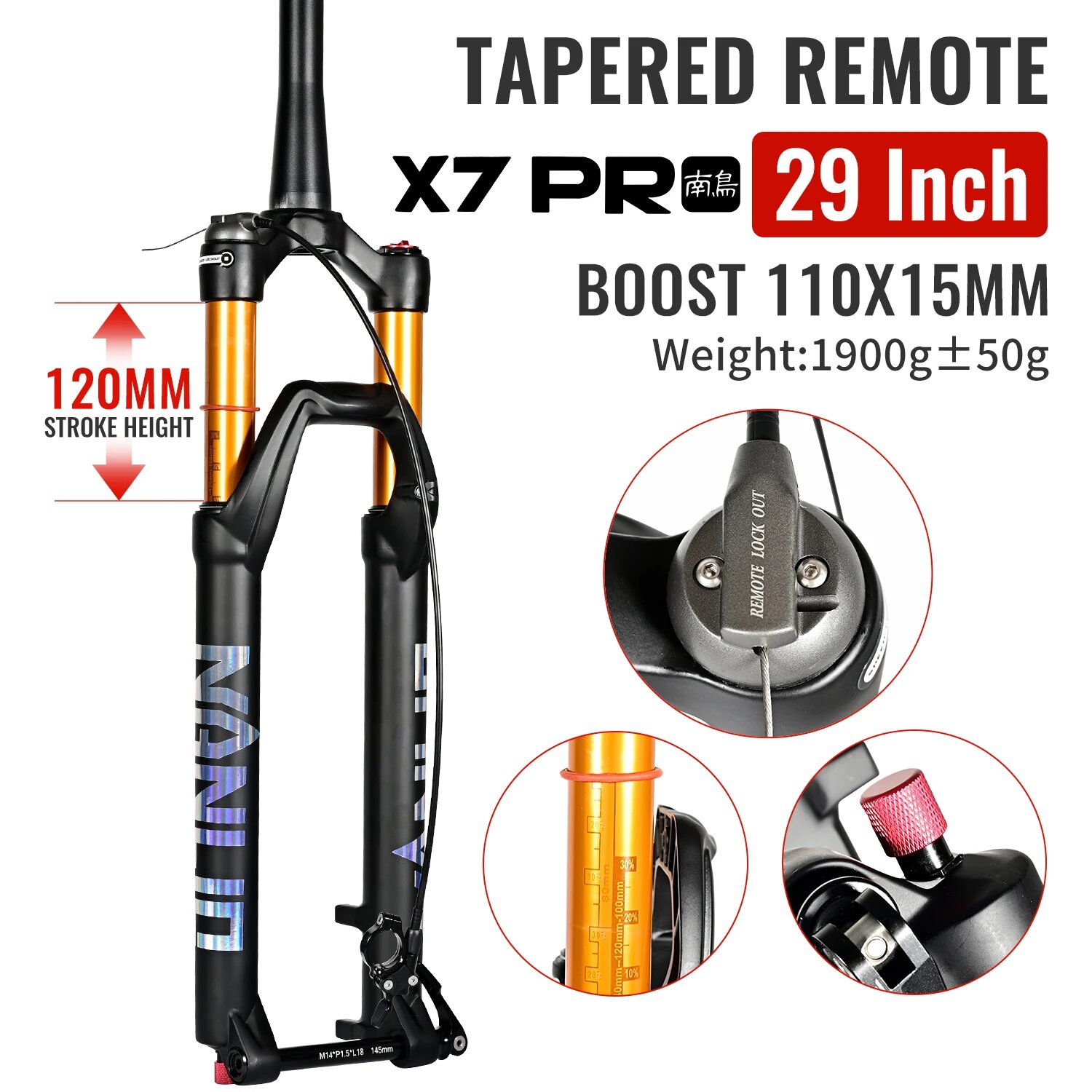 NanLio X7 PRO подвесная вилка 26/27.5/29 дюймов 120/140 мм 29 TRB 110x15