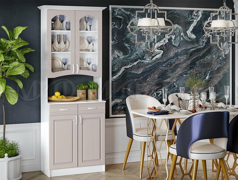 Буфет Эра-мебели Констанция 2-х ств. цвет мускат, 800х430х2270м