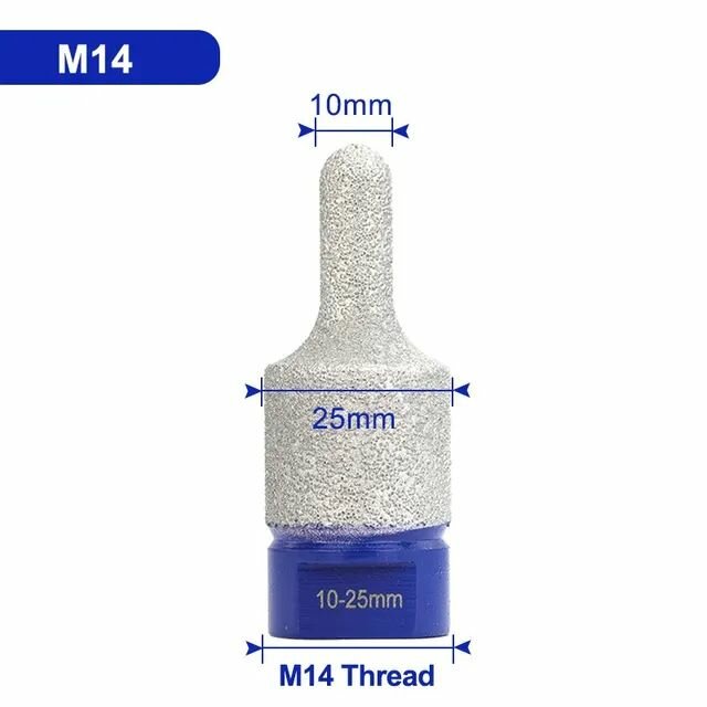 Фреза алмазная прямая по плитке керамограниту мрамору M14 , 10-25 мм,1шт