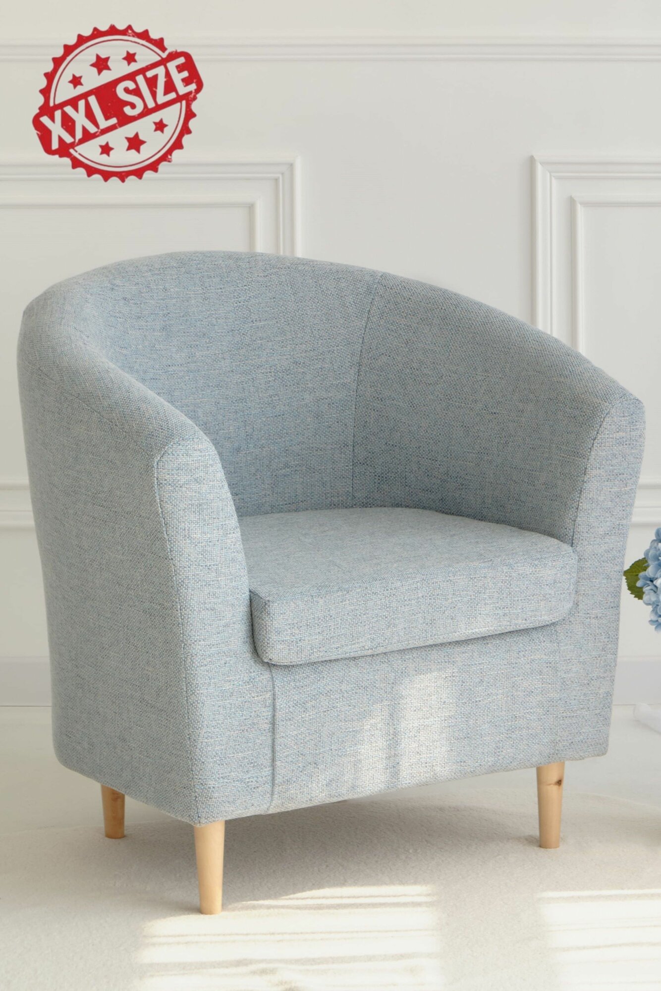 Кресло мягкое Барон на балкон для отдыха/в гостиную, рогожка Milana 09