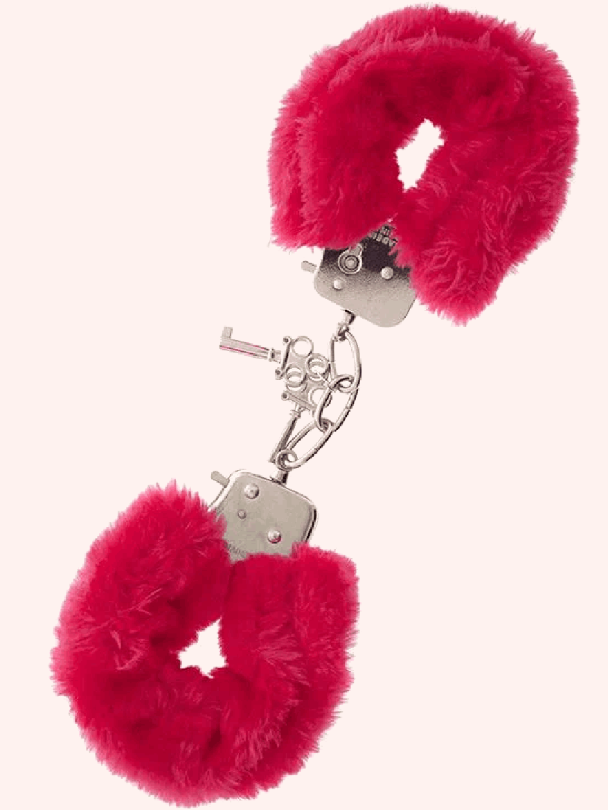 Металлические наручники с красной меховой опушкой METAL HANDCUFF WITH PLUSH RED