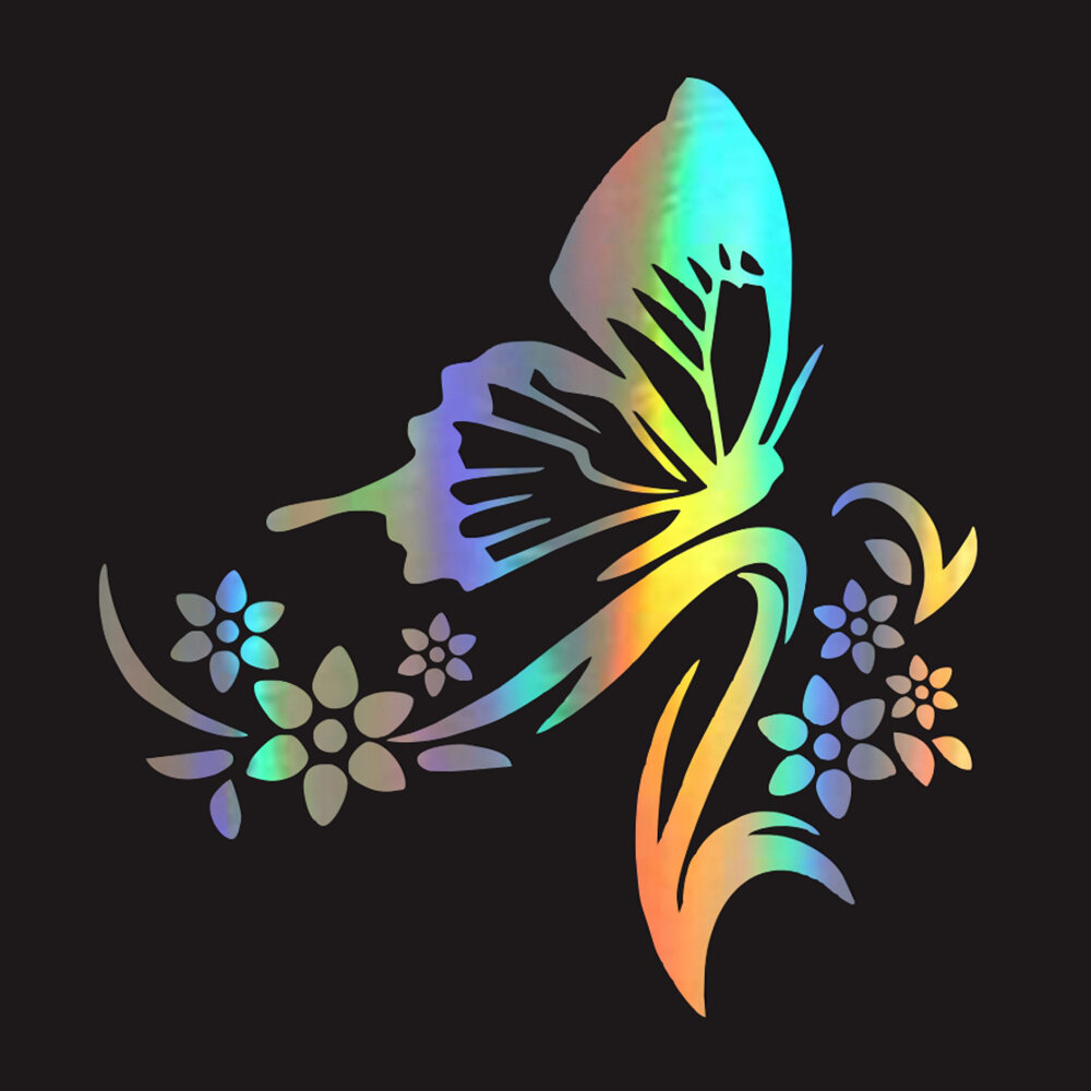 Креативные автомобильные наклейки с бабочками и цветами, защитные лазерные наклейки для украшения окон автомобиля, прочные и стильные автомобильные аксессуары