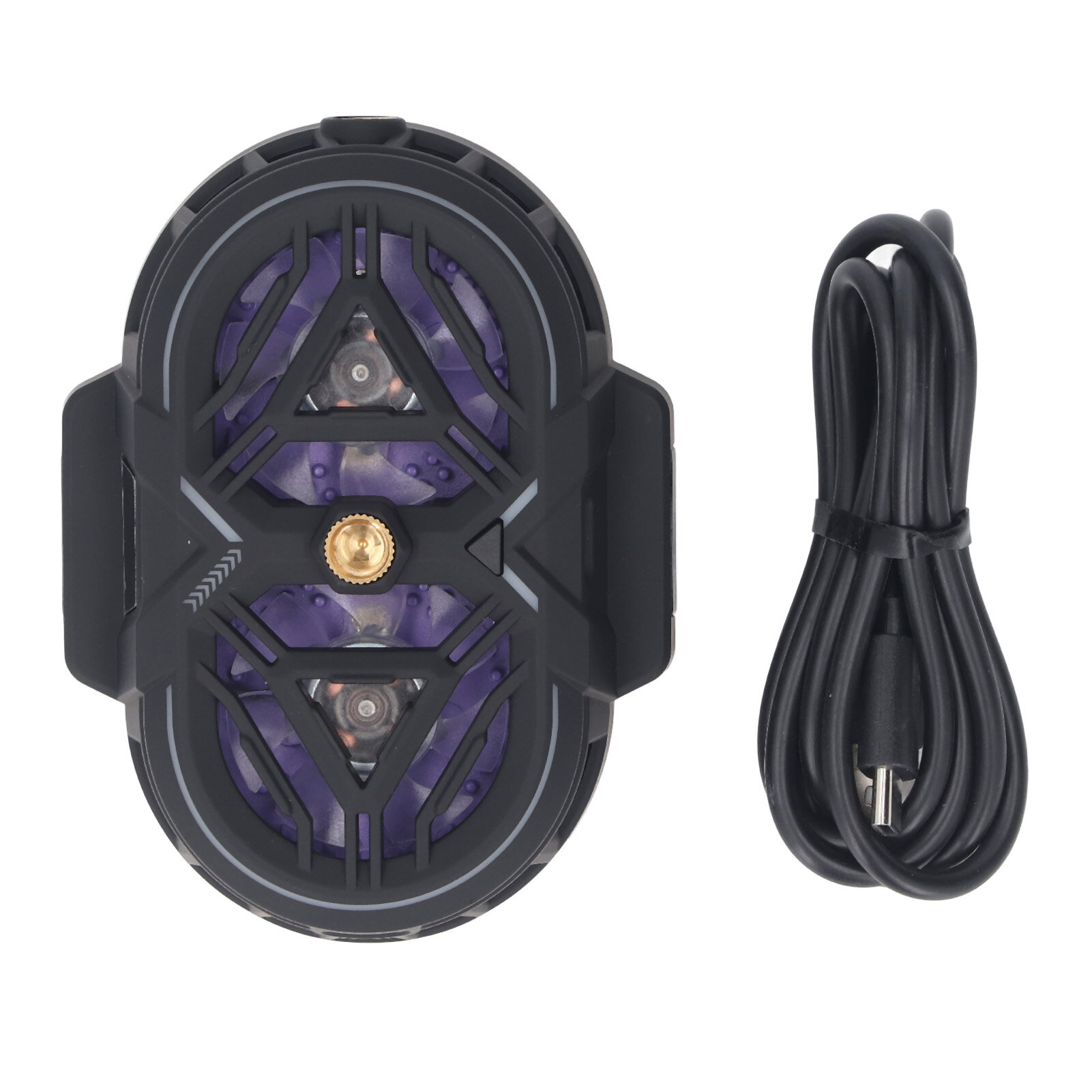 Охладитель для телефона Semiconductor Dual Core Dual Type C 3 Gears, бесшумный вентилятор для сотового телефона с RGB-подсветкой для игр и трансляций в прямом эфире, черный